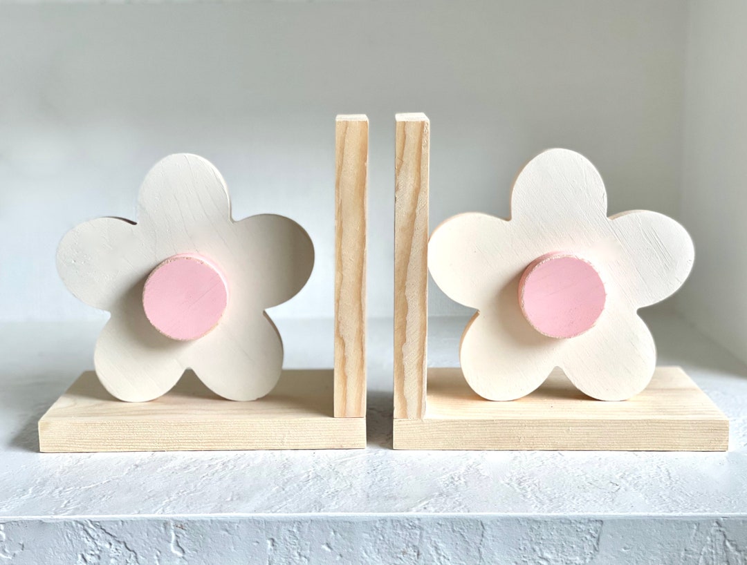 Flower Bookends, Wooden Flowers for Nursery, Wood Daisies, Baby Girl ...