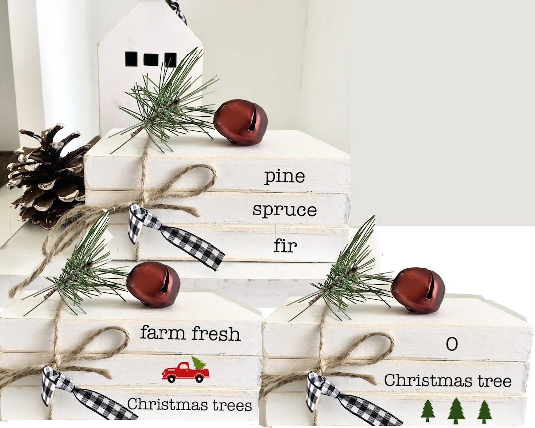 Christmas Tree Book Bundle, Mini Book Stack, Farm Fresh, Christmas ...