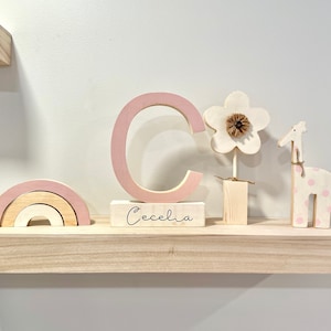 Nursery Decor, Wooden Letter, Personalized, Wood Flower, Rainbow ...