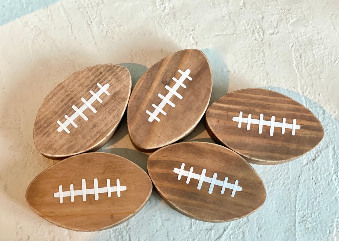 Football Tiered Tray, Wooden Footballs, Set of 3, Football Party Decor ...