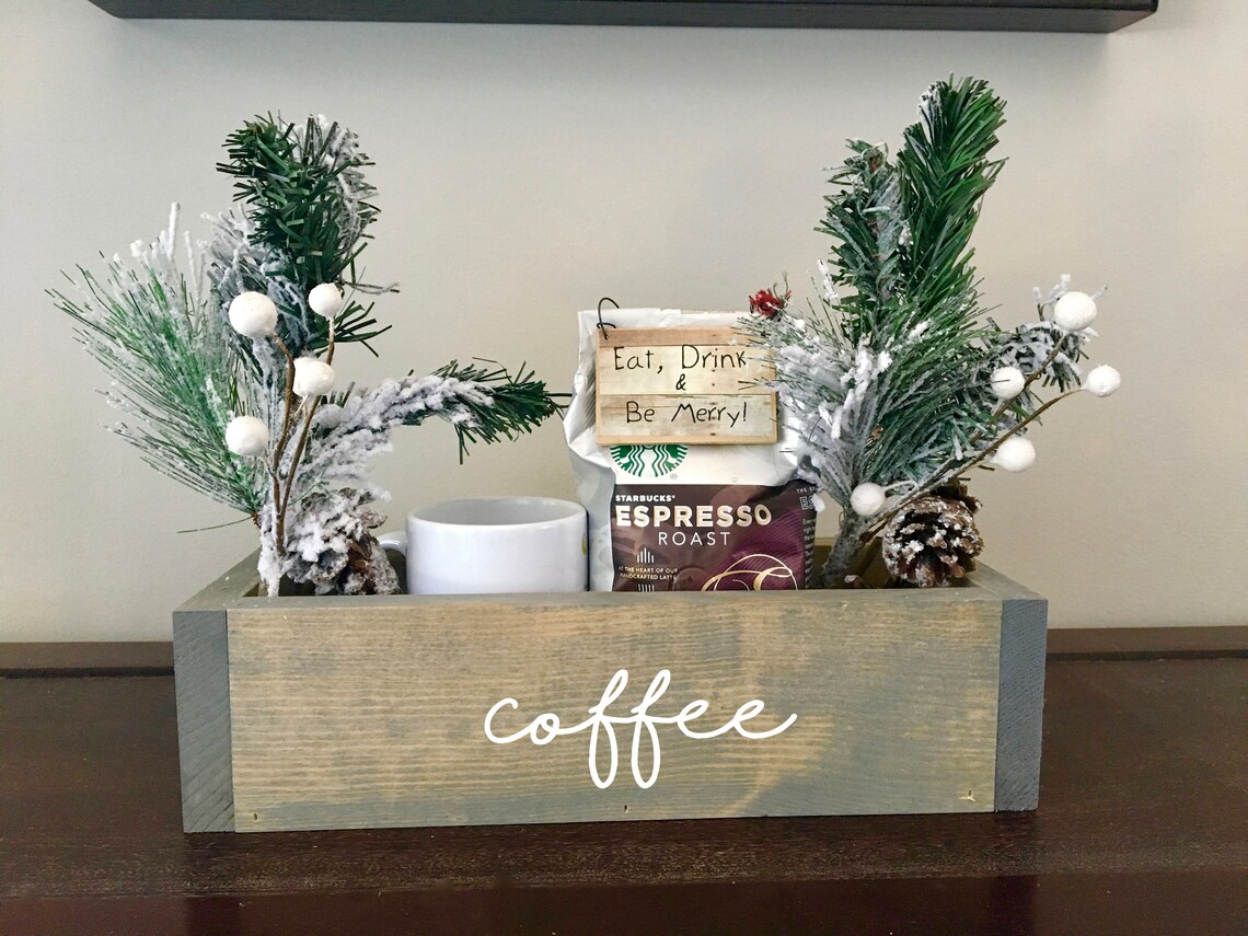Wood coffee box farmhouse decor coffee gift goodie box | Etsy