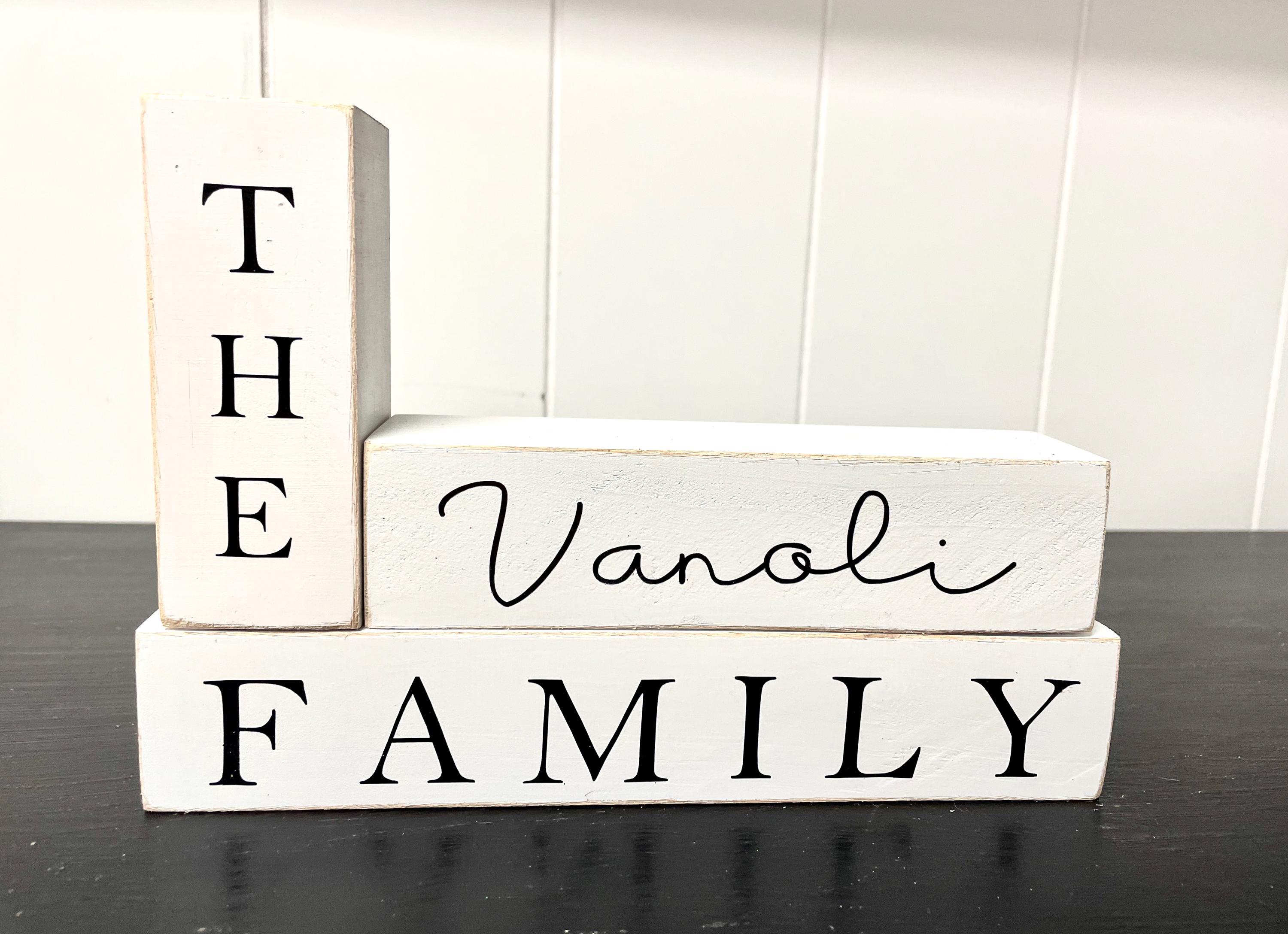 Personalized Family Name Wooden Block Set: Tiered Tray Decor - Etsy