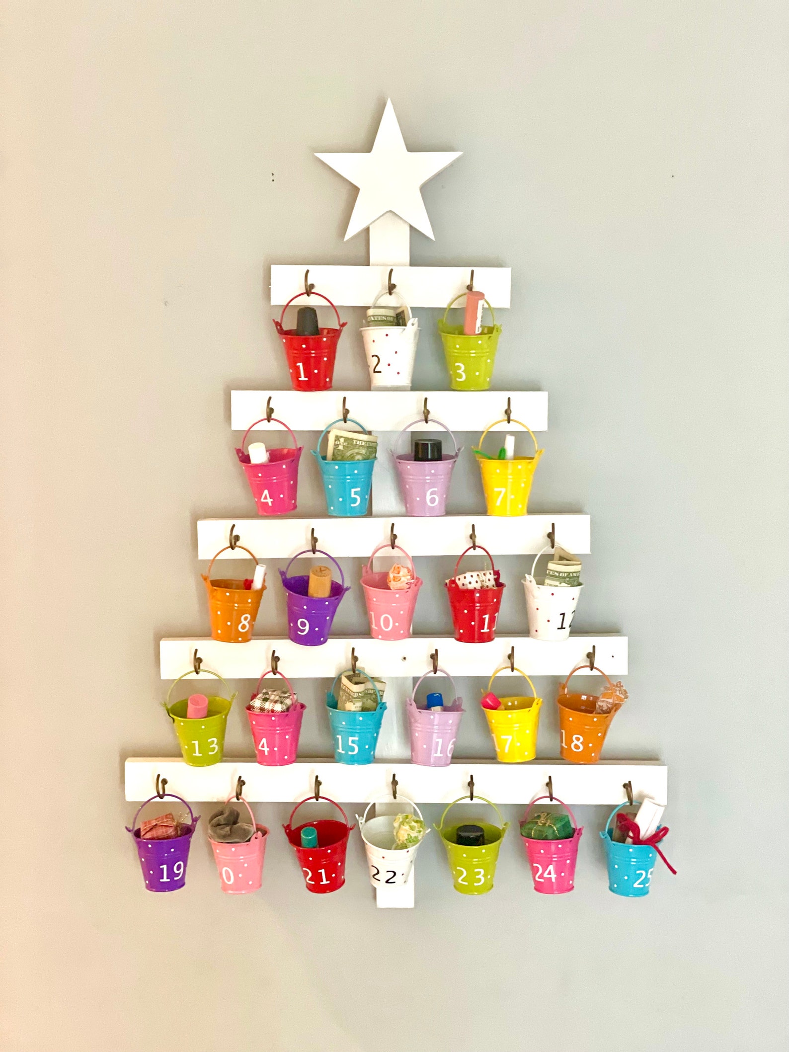 Wood Christmas Tree Advent Calendar, Table Top Countdown With ...