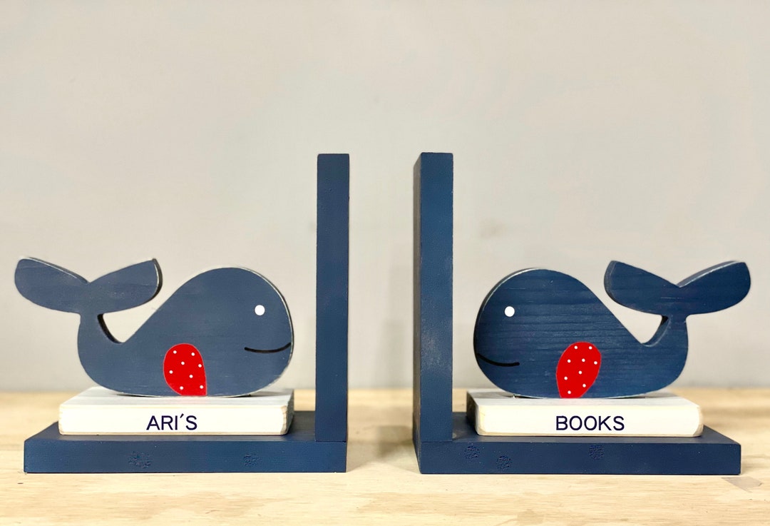 Whale Bookends Wooden Whale Nautical Bookends Nautical Nursery Whale ...