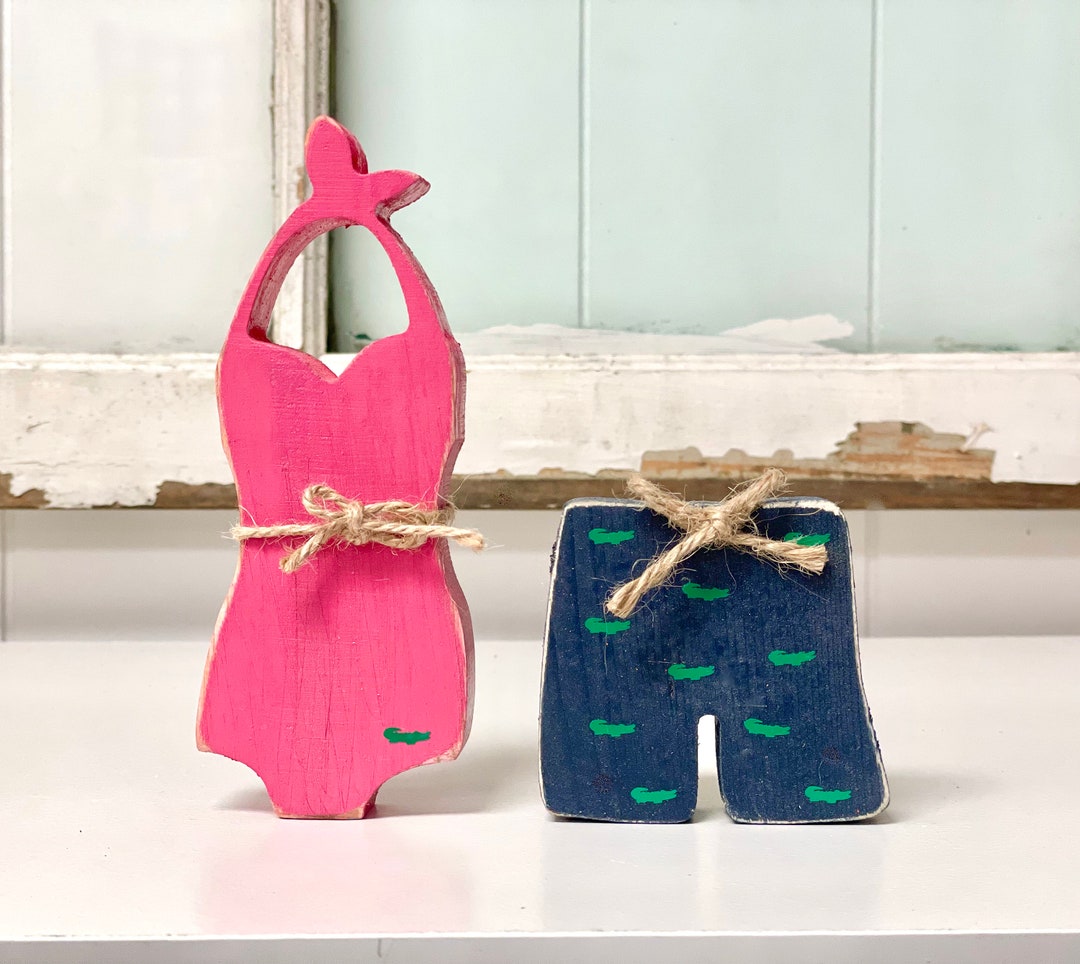 Wood Bathing Suits for Summer Decor, Swim Trunks, Swim Suits, Tiered ...