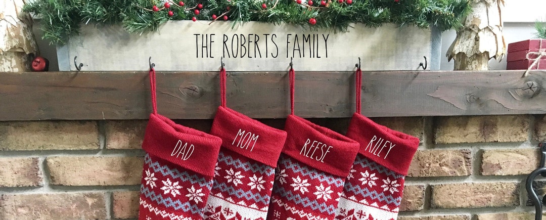 Personalized Family Stocking Holder Box, Christmas Mantle - Etsy