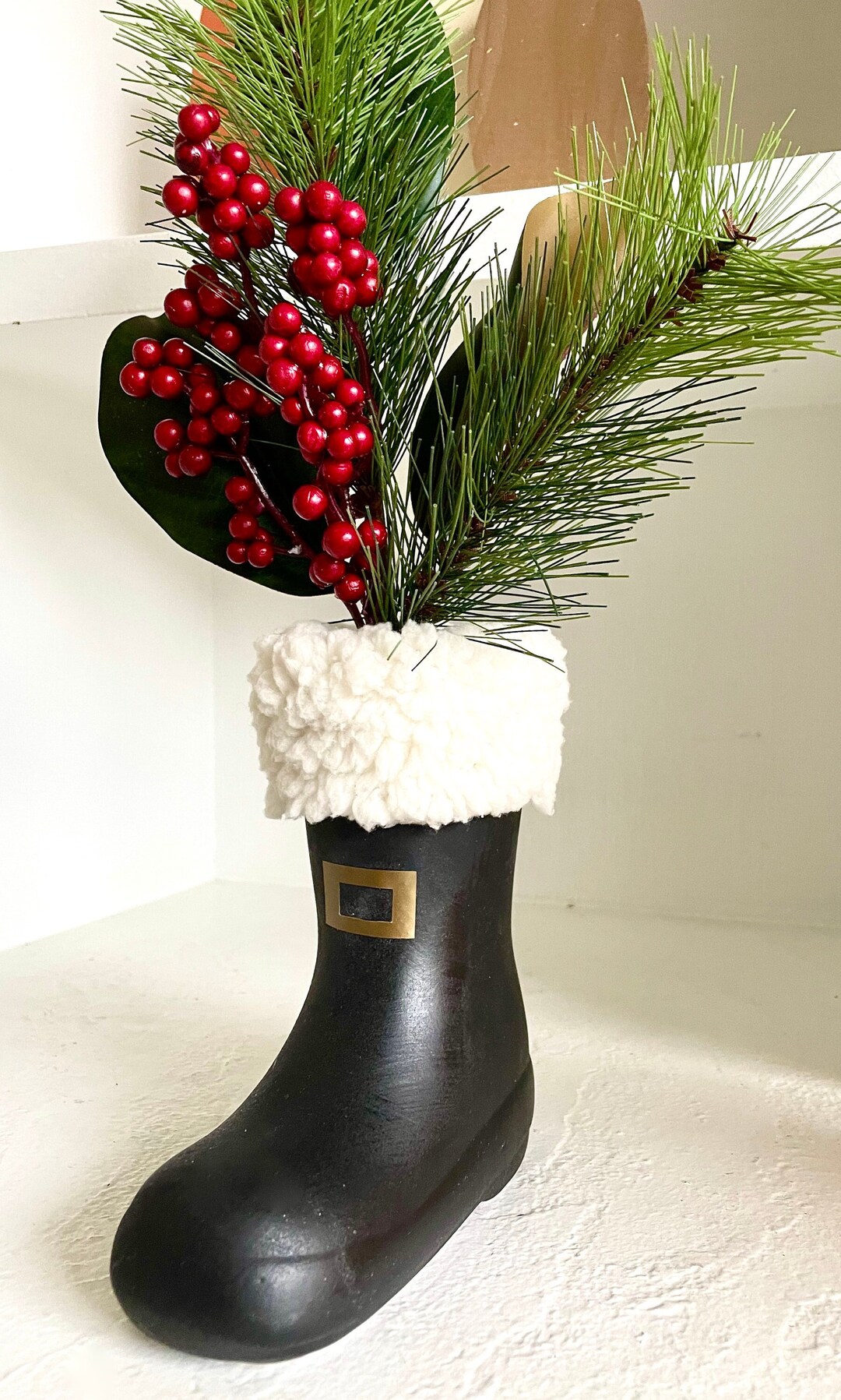 Ceramic Santa Boot Planter, Christmas Decor - Etsy