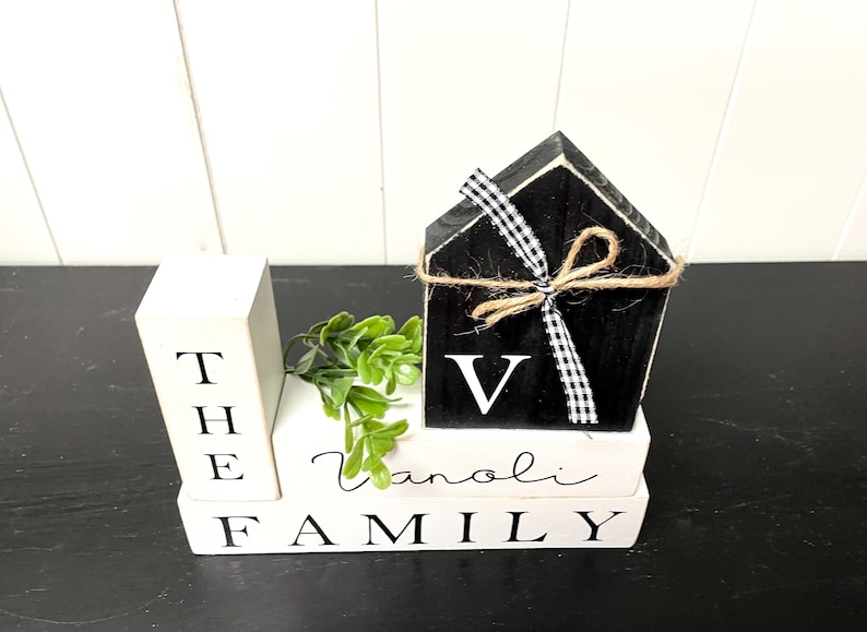Personalized Family Name Wooden Block Set: Tiered Tray Decor - Etsy