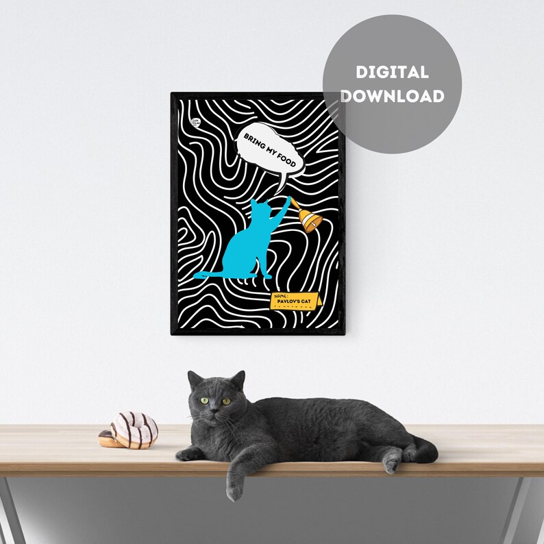 Pavlov's Cat, Bring My Food, Humor, Psychology, Poster Design, Digital ...