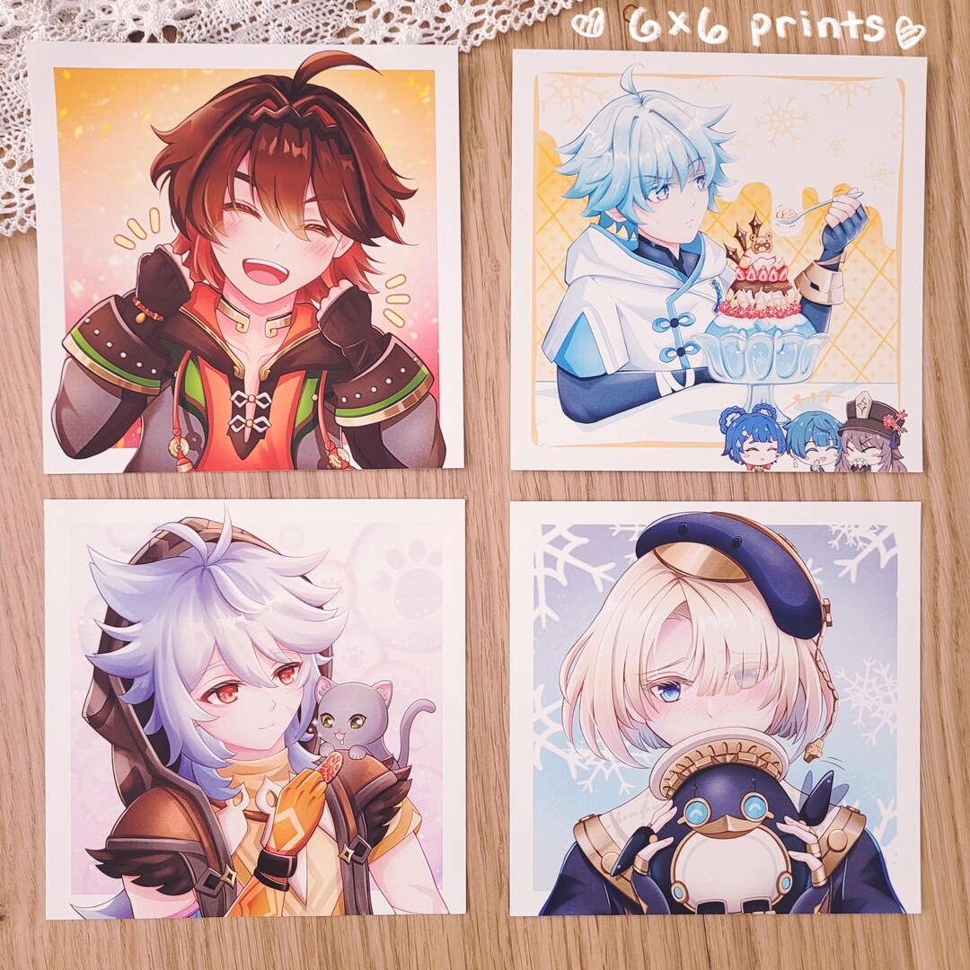 Genshin Claymore Bois | 6x6" Art Prints | Gaming | Chongyun | Razor ...