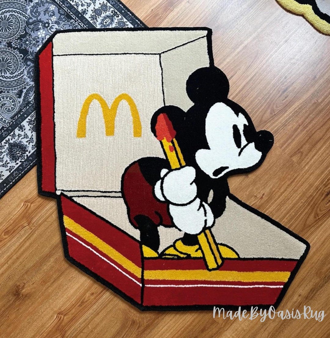 Classic Cartoon Burger Crate Tufted Rug Unique Character Custom Rug ...