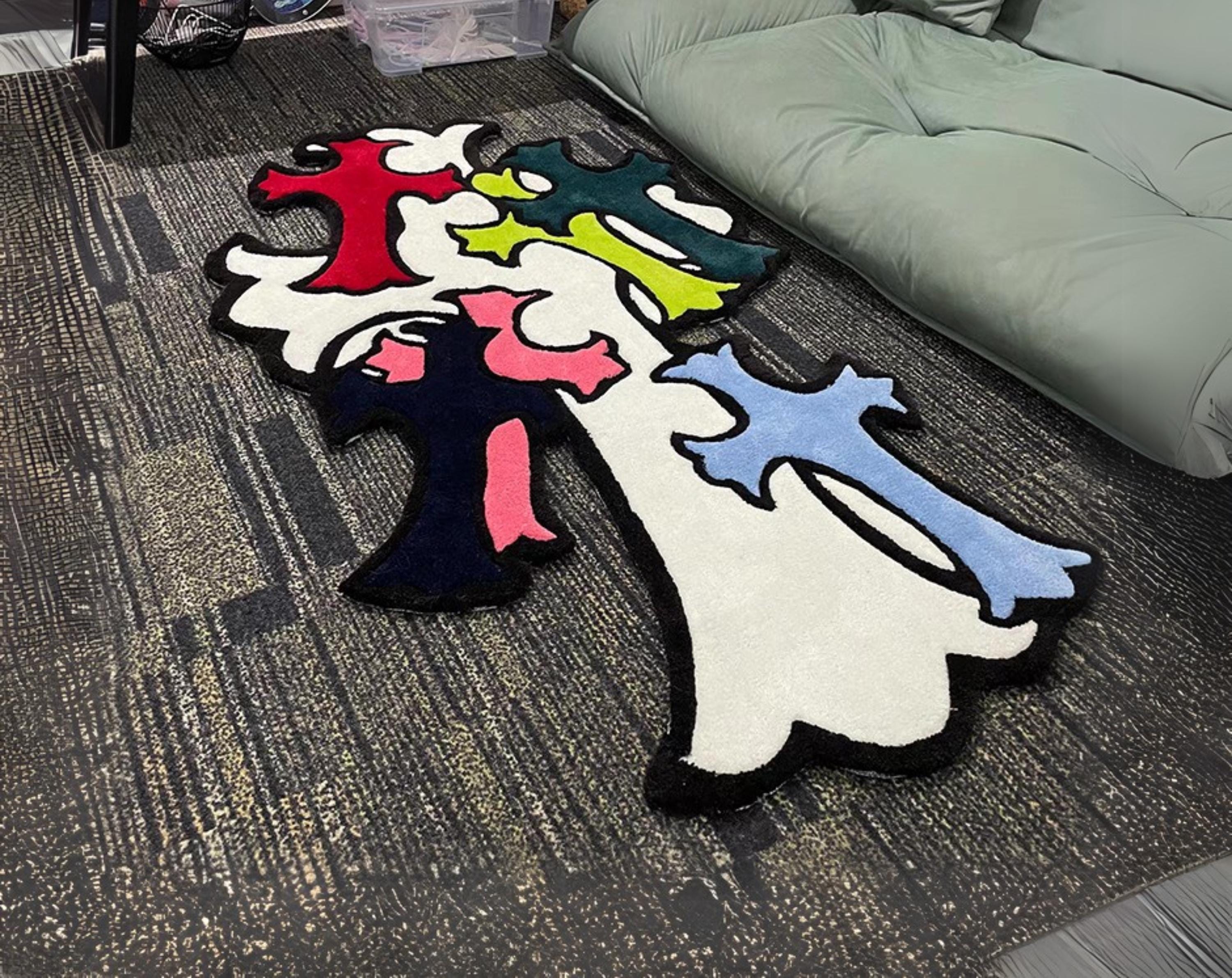 Abstract Multicolor Cross Rug Colorful Cross Rugs Unique Hypebeast Rug ...