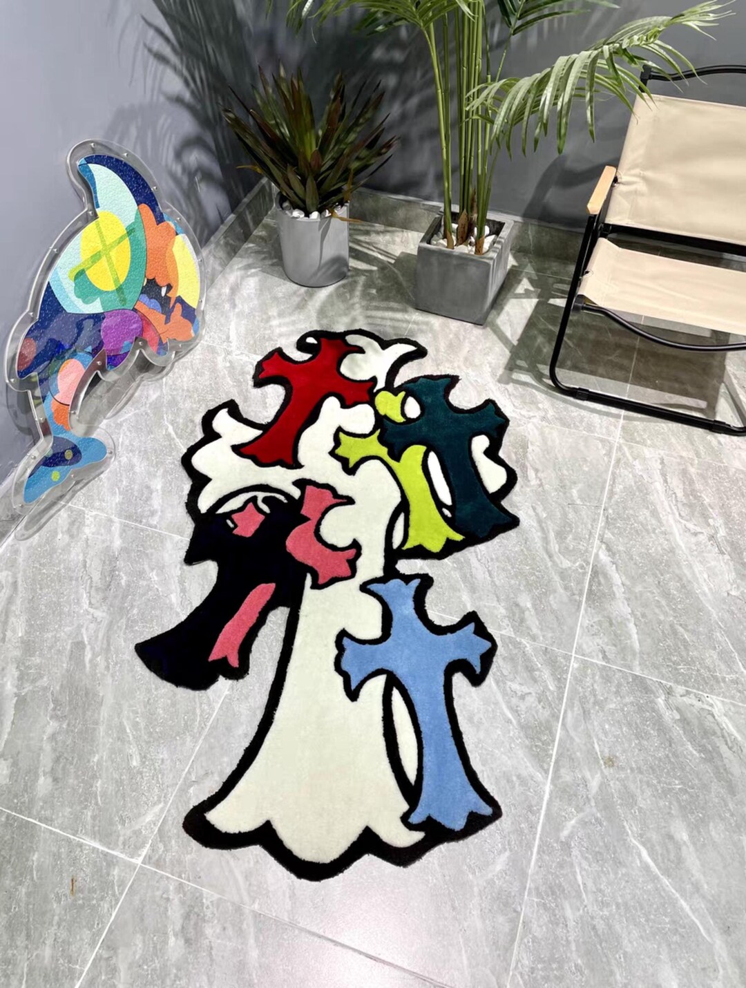 Abstract Multicolor Cross Rug Colorful Cross Rugs Unique Hypebeast Rug ...