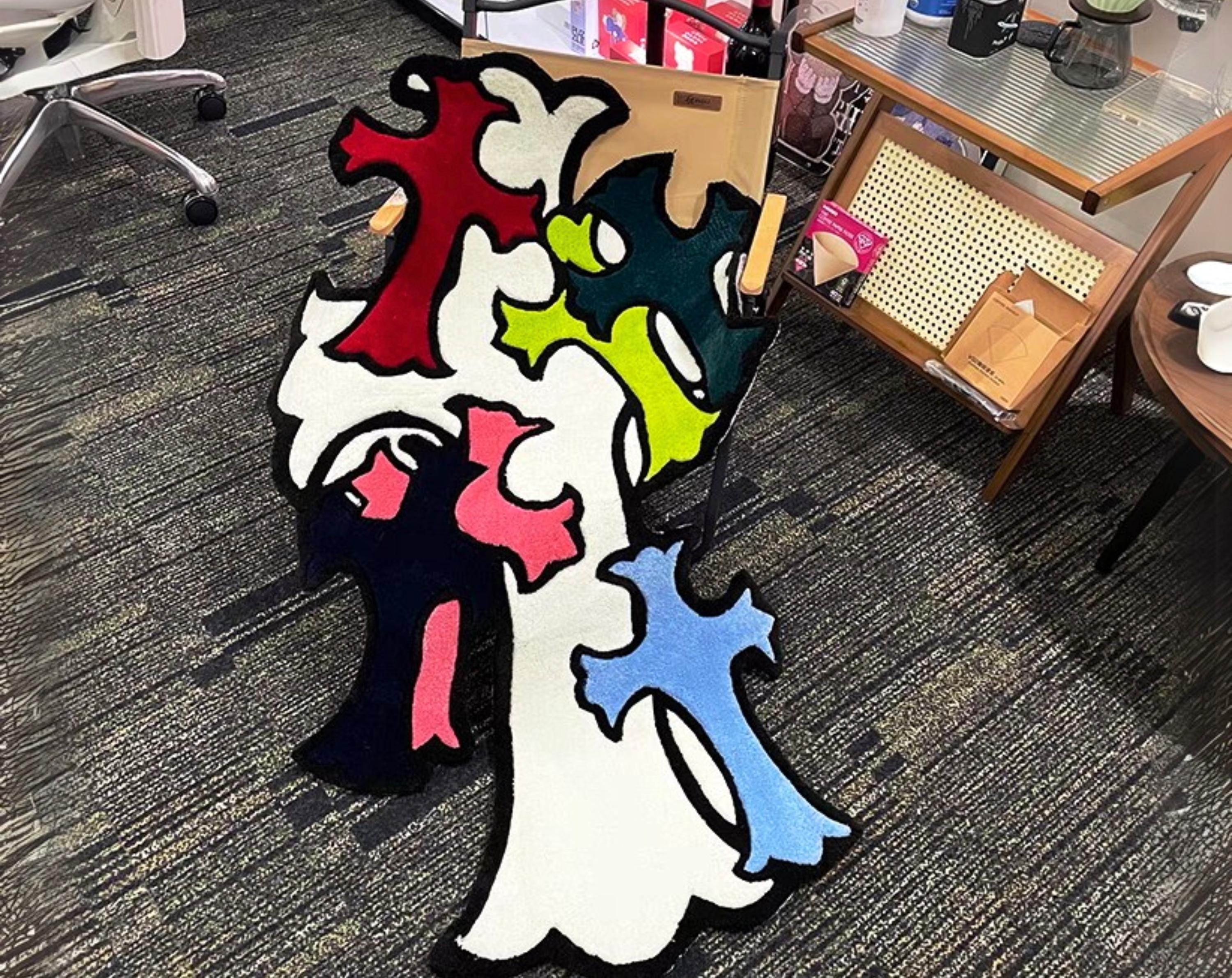 Abstract Multicolor Cross Rug Colorful Cross Rugs Unique Hypebeast Rug ...