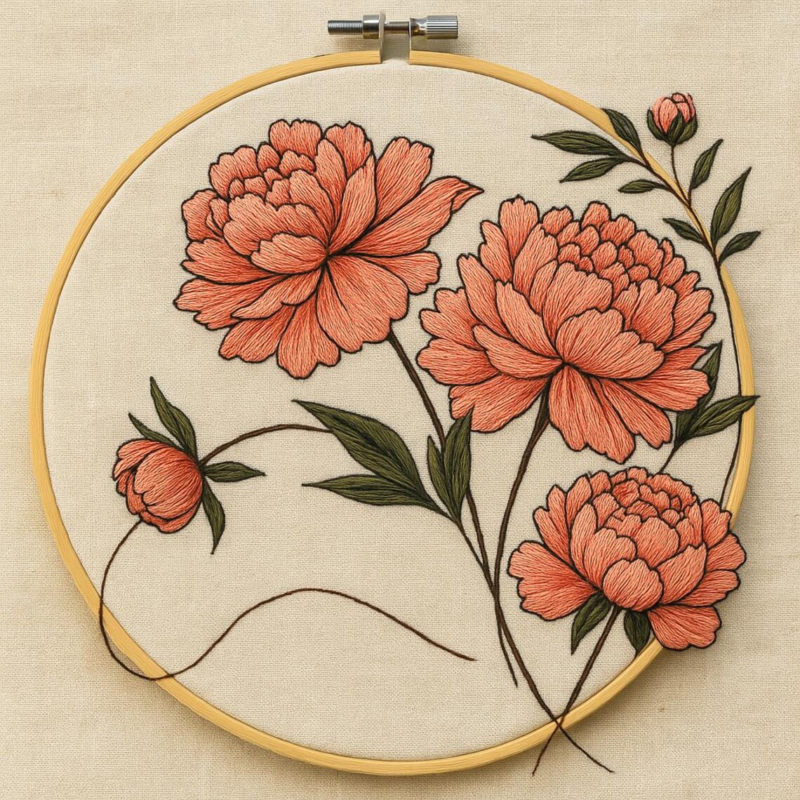 Peony Flower Embroidery Pattern | Digital Download | Flower Craft ...