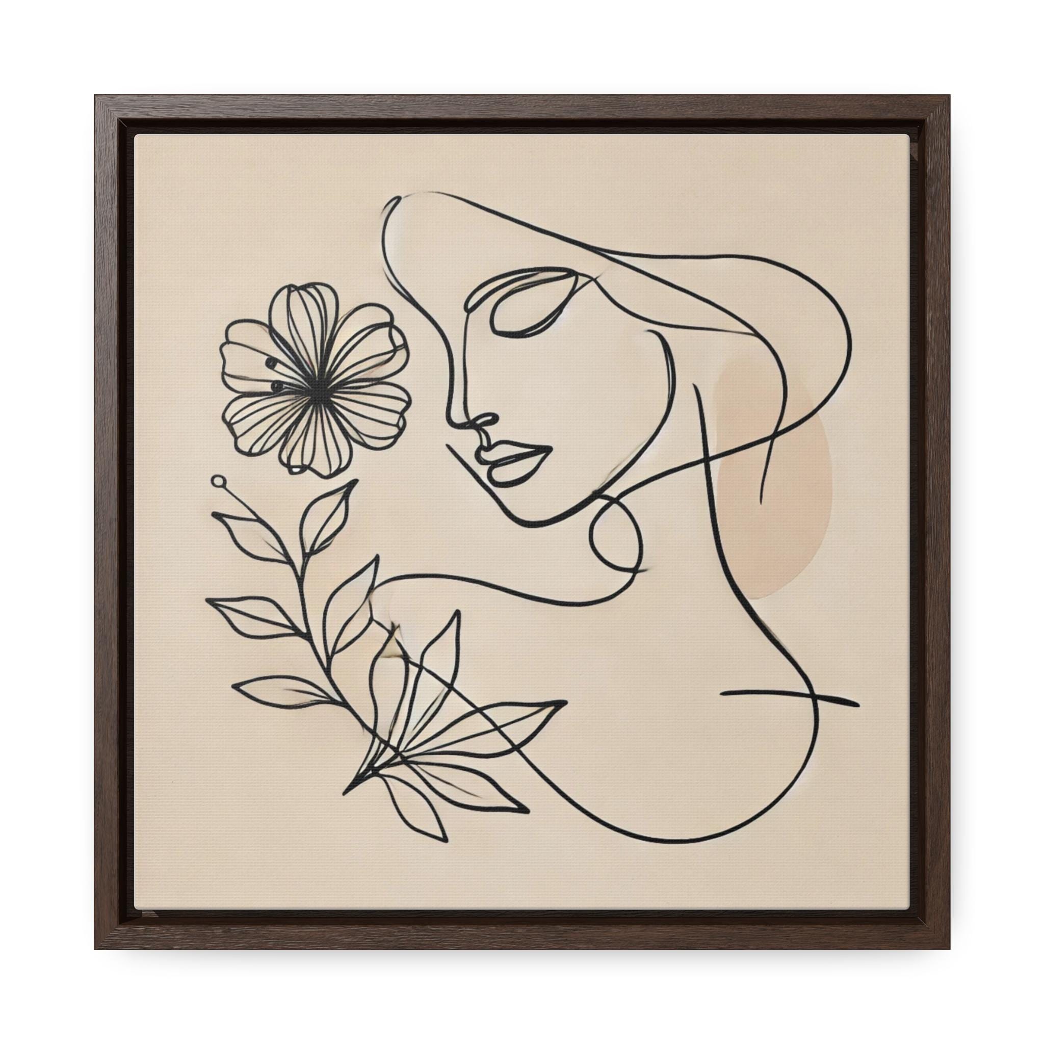 Fine Line Printable Art Design, Beautiful Women With Flower, Classic ...