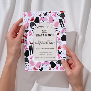 Grease-themed 'you're the One That I Want' First Birthday Invitation ...