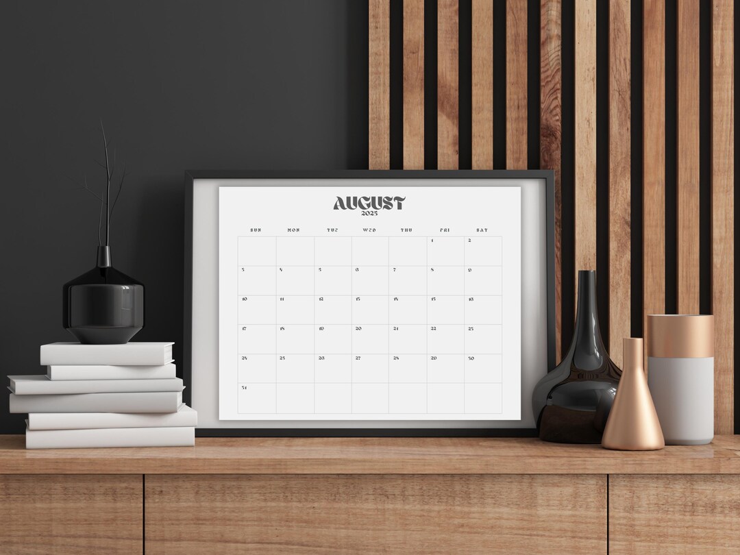2025 Black and White Monthly Calendar, Sunday Start Playful Abstract ...