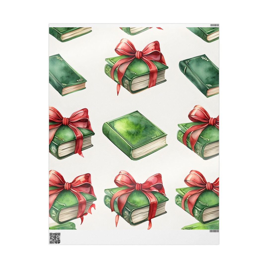 Christmas Book Wrapping Paper Holiday Gift Wrap, Festive Gift Packaging ...