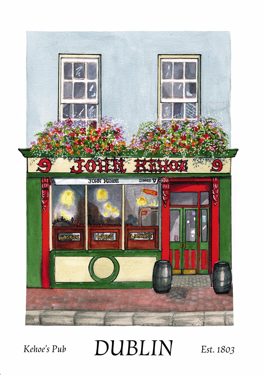 Irish Art Print John Kehoe's Pub Dublin Ireland Pub Artwork Irish Wall ...