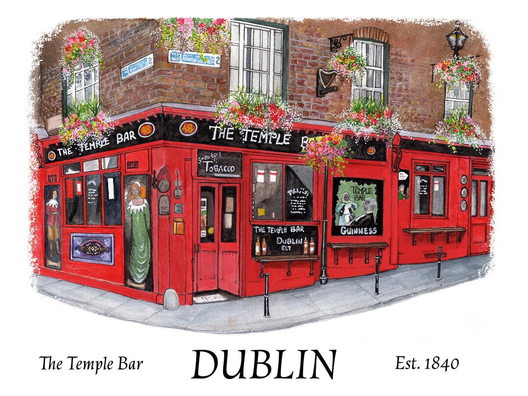 Temple Bar Pub Dublin Art Print: Irish Watercolor Artwork Travel Gift ...