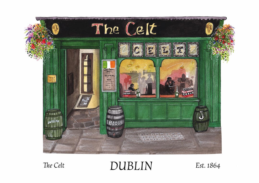 Irish Art Print the Celt Pub Dublin Ireland Pub Artwork Irish Wall Art ...