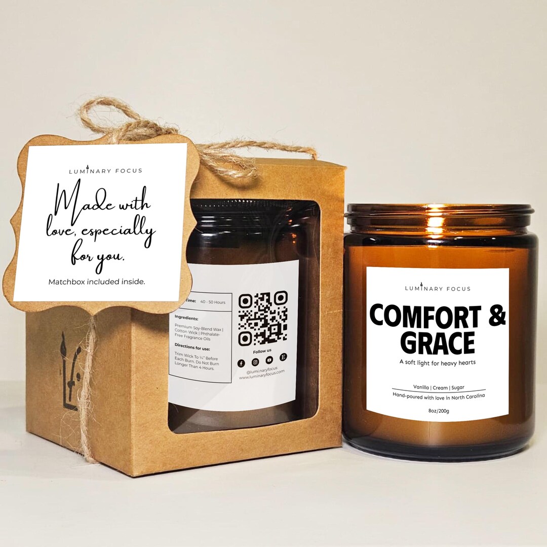 Comfort & Grace Candle - 8oz/4oz Soy Jar Gift for Grieving Person ...