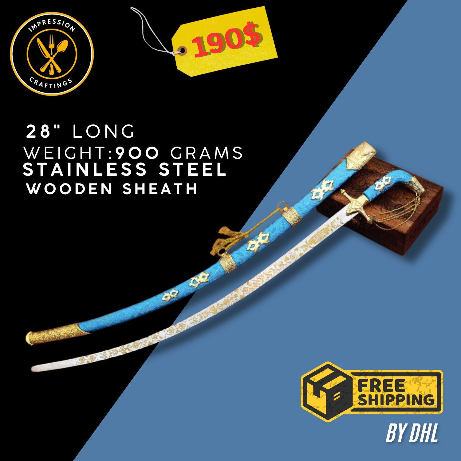 28” Long Traditional Arabian Sword, Historical Arabic Islamic Swords ...