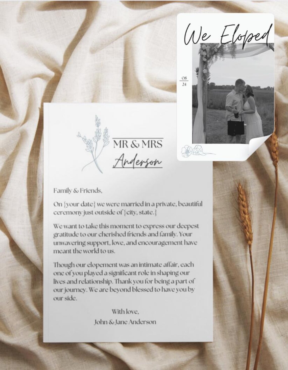 Elopement Announcement Template, Marriage Announcement Template ...