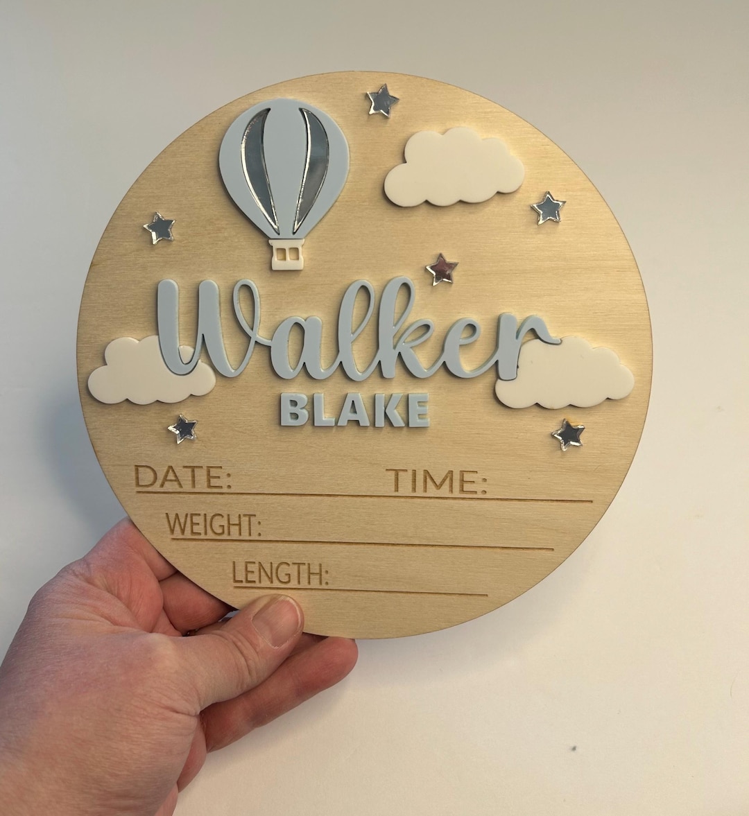 Personalized Hot Air Balloon Birth Announcement Sign: Nursery Decor - Etsy