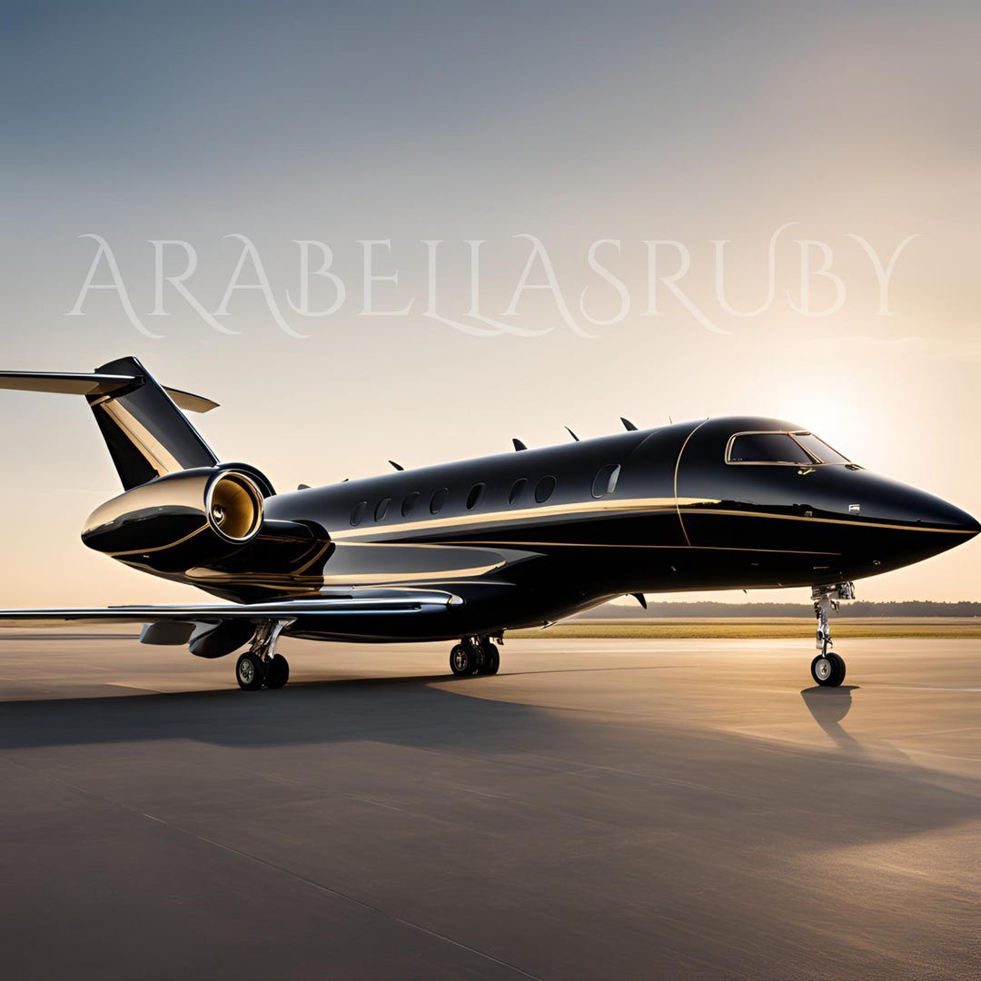 Black and Gold Private Jet - Etsy