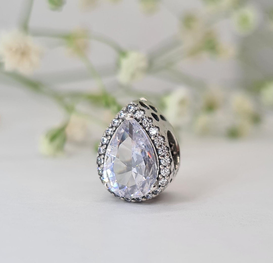 New Authentic Pandora Radiant Teardrop Sparkles Charm / Sterling Silver ...