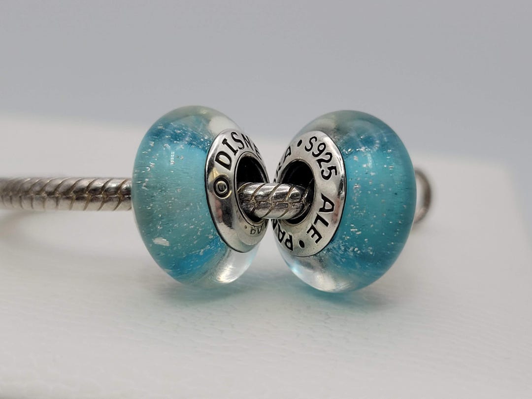 New Authentic Pandora ELSA Frozen Signature Two Murano Glass Charms ...