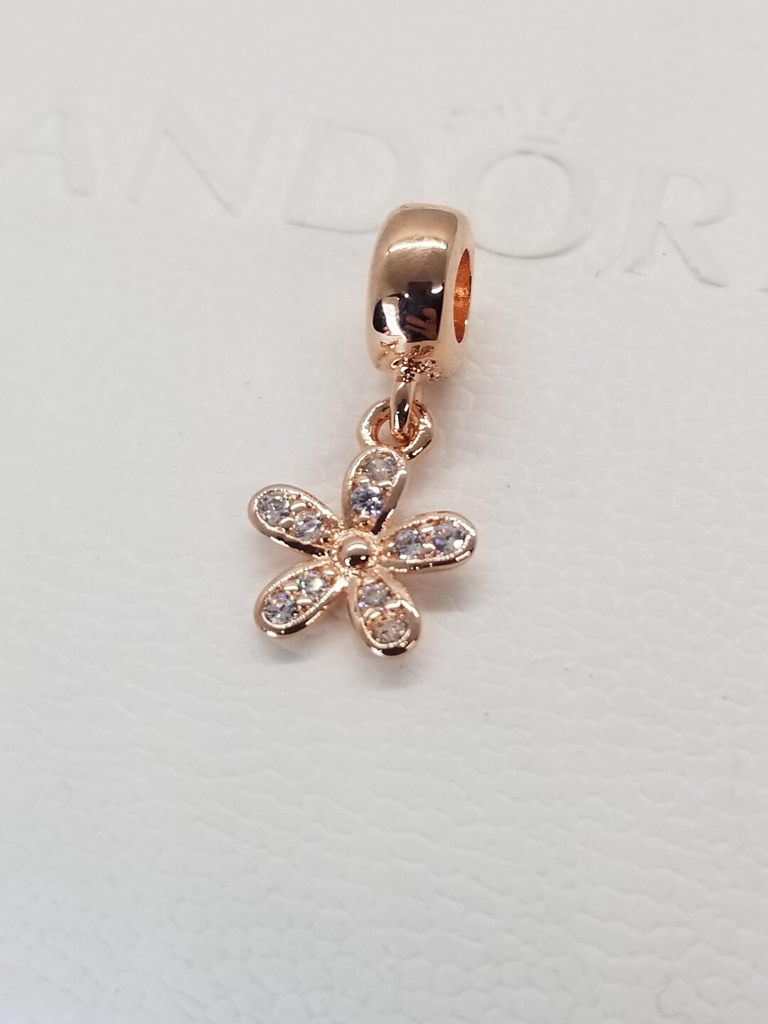 New Authentic Pandora Rose Gold Dazzling Daisy Dangle Pendant Charm ...