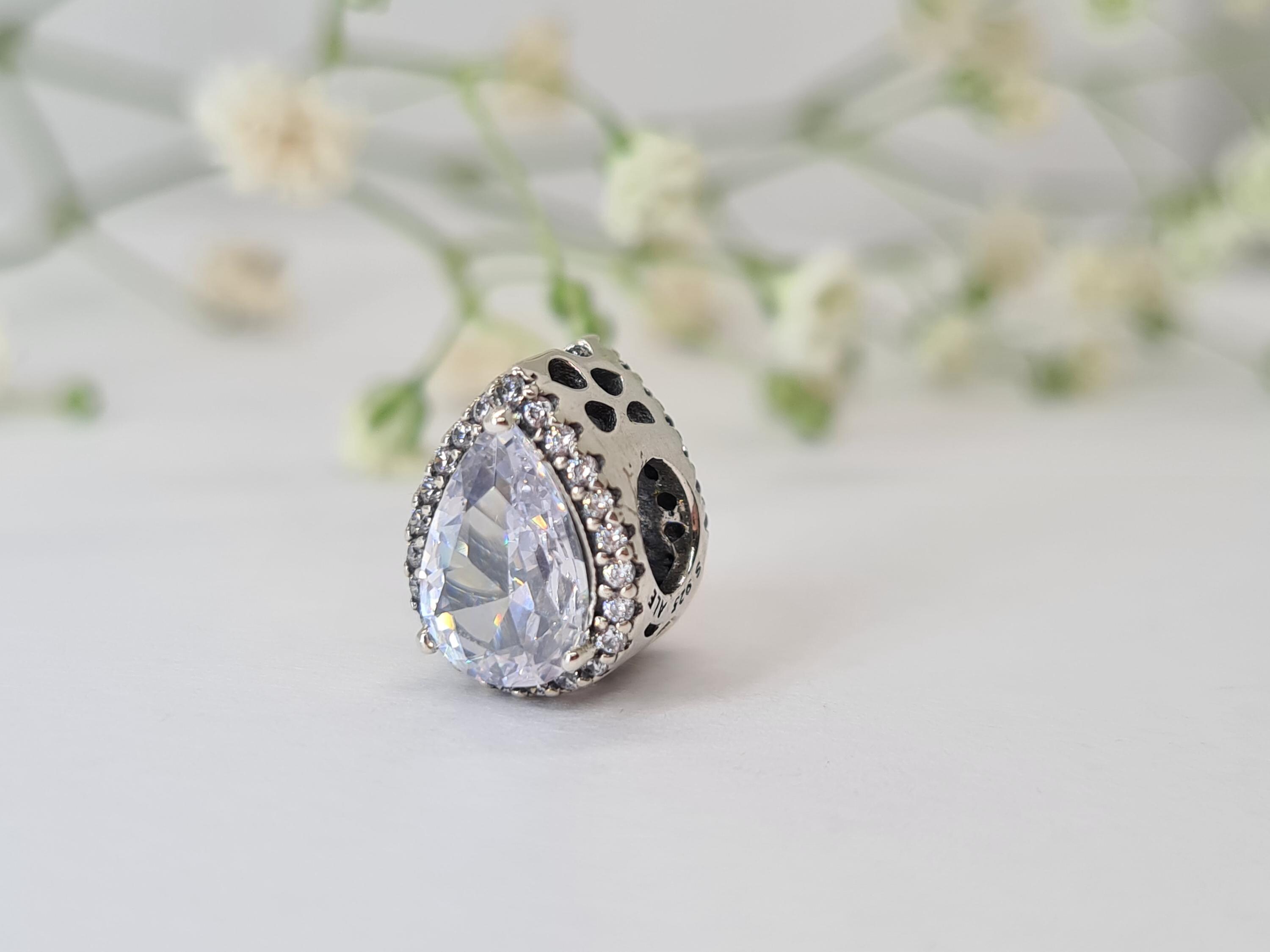 New Authentic Pandora Radiant Teardrop Sparkles Charm / Sterling Silver ...