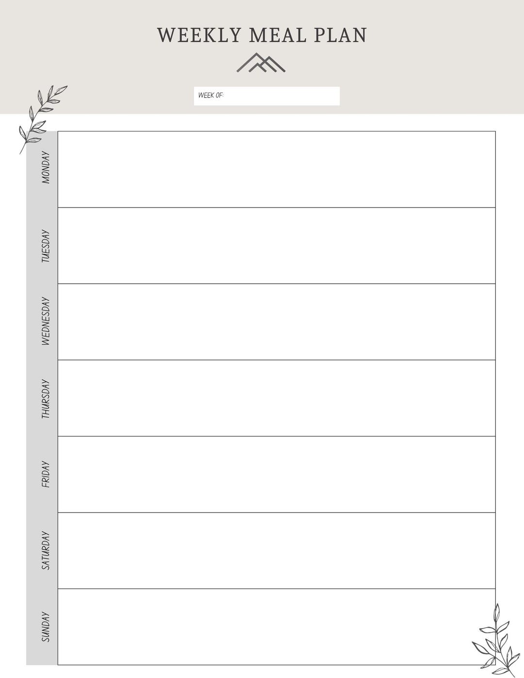 Weekly Meal Planner - Without Shopping List - Etsy