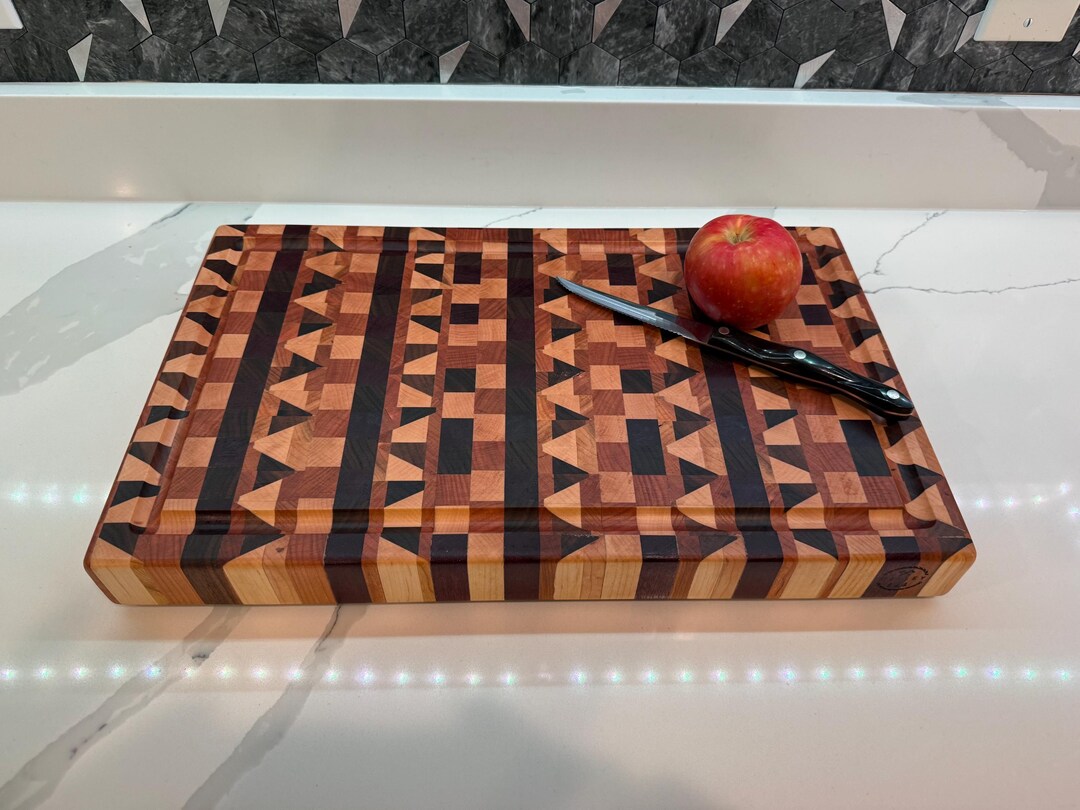 Handmade End Grain Wood Cutting Board: Chaos Design, Juice Groove - Etsy UK