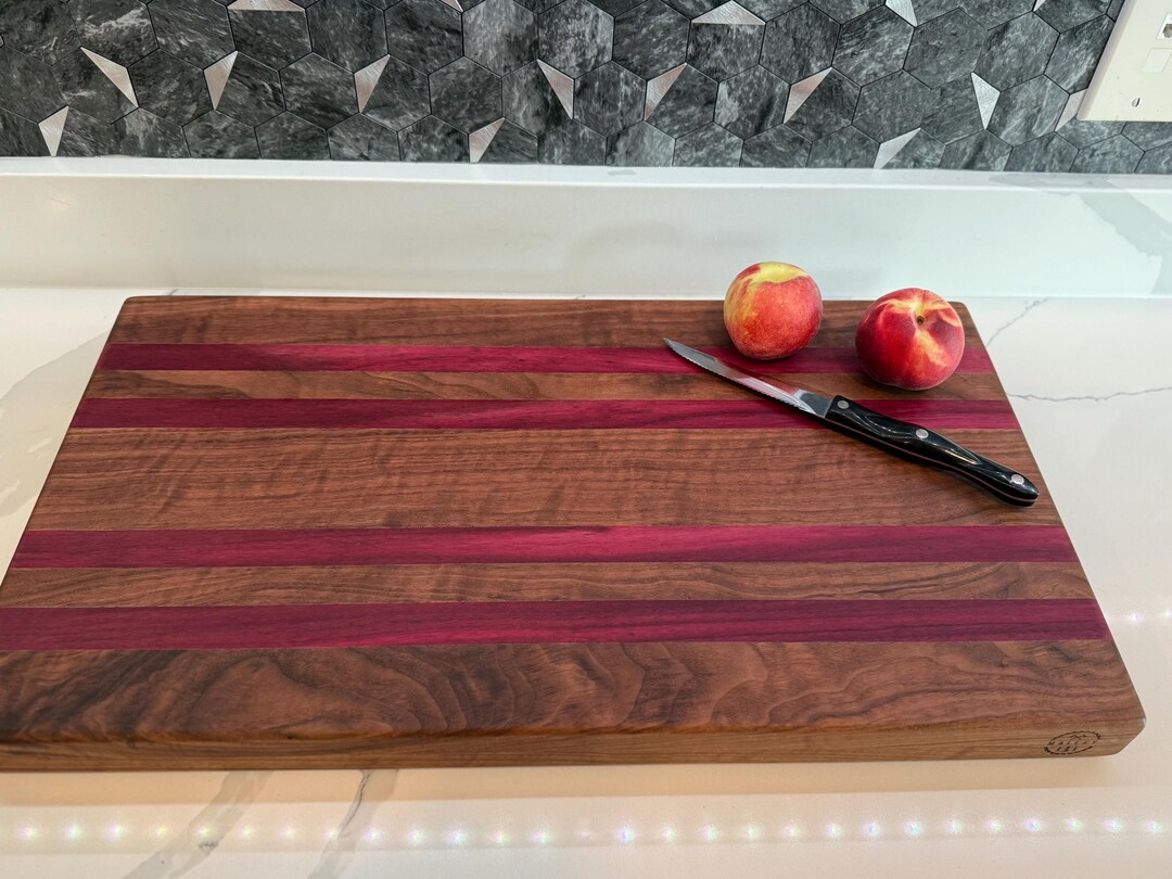 Handcrafted Walnut & Purple Heart Cutting Board: Edge Grain Design - Etsy