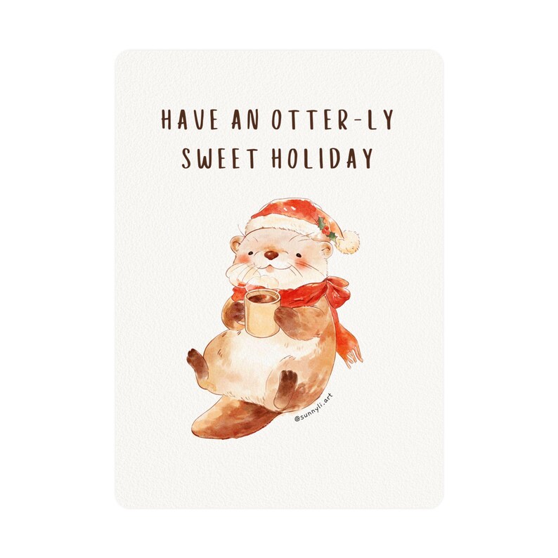Cute Otter Holiday Postcards Have an Otterly Sweet Holiday Animal ...