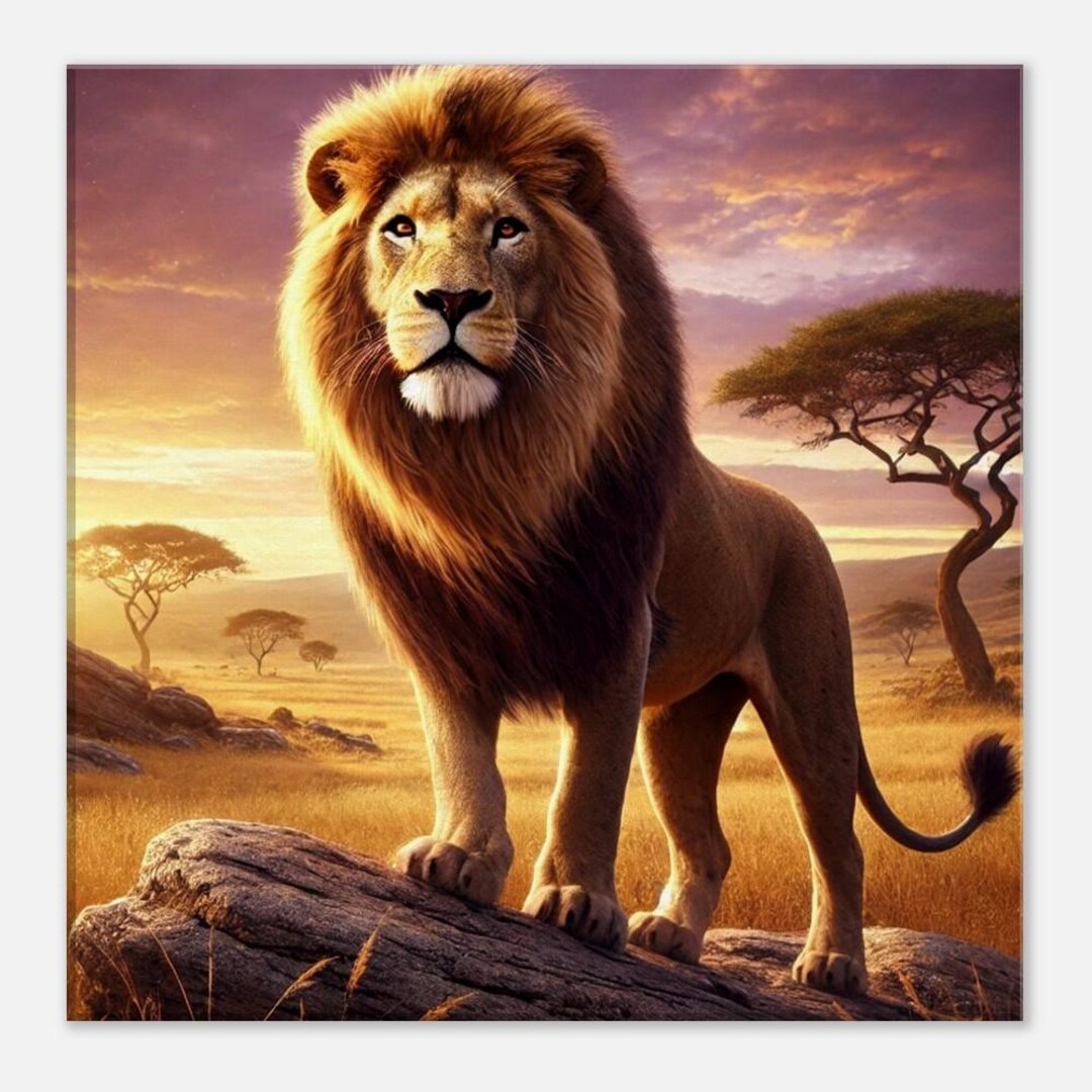 Regal Proud African Lion Printed on Canvas - Etsy