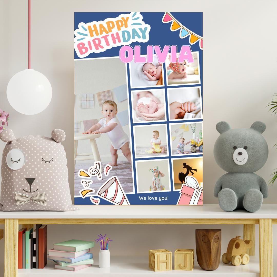 Photo Toddler Birthday Poster First Birthday Poster Custom Photo ...