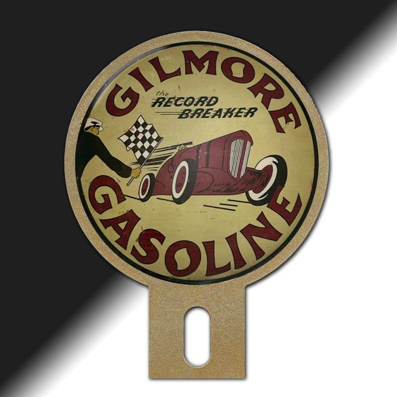 Vintage Gilmore Gasoline License Plate Topper - Gilmore Gasoline Plate ...