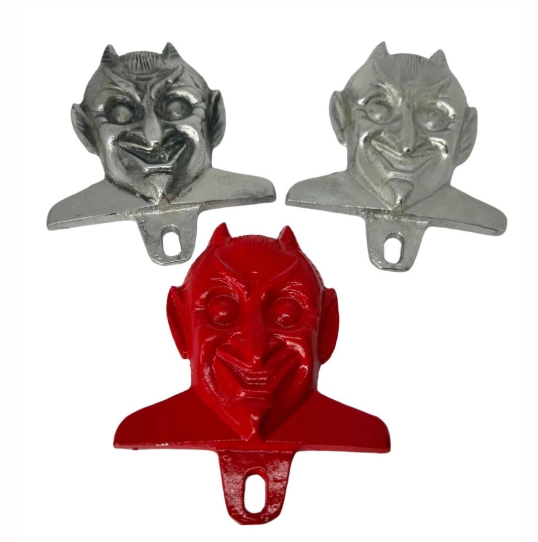 Vintage Devil License Plate Topper Rare Old Design Made of Solid Pewter ...