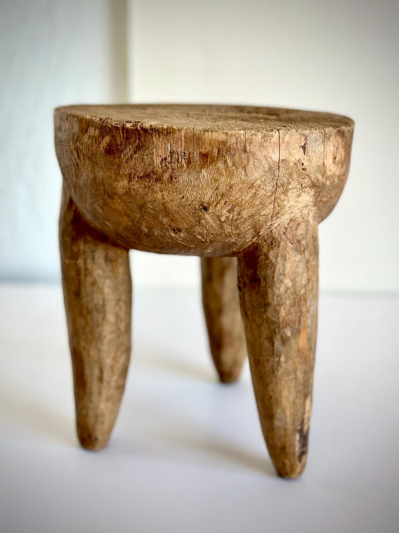 Hand Carved Three-legged Wooden Stool - Etsy