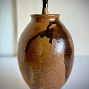 Studio Pottery Clay Vase Jar With Lid- MCM Drip Glaze - Etsy