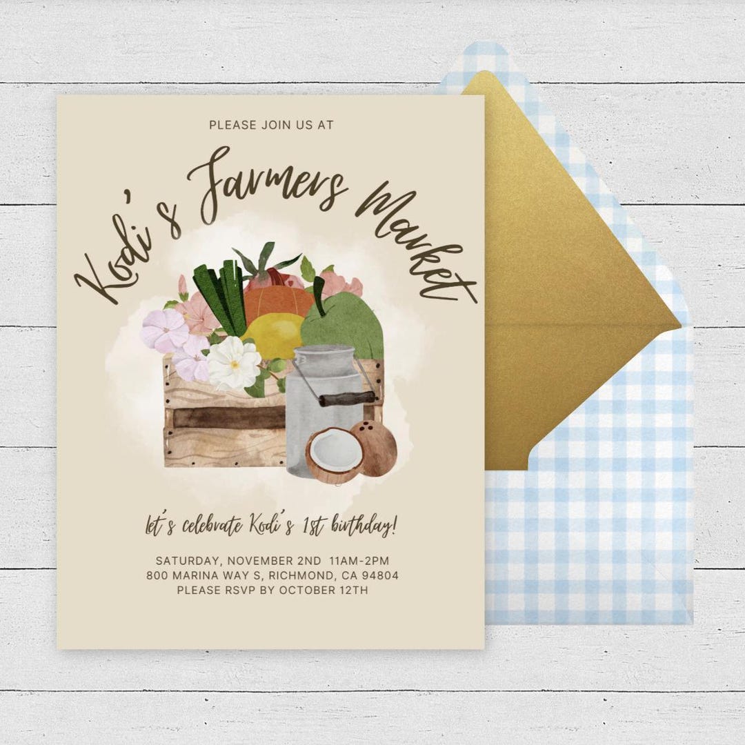 Farmers Market Birthday Invitation, Farmers Market Baby Shower Invite ...