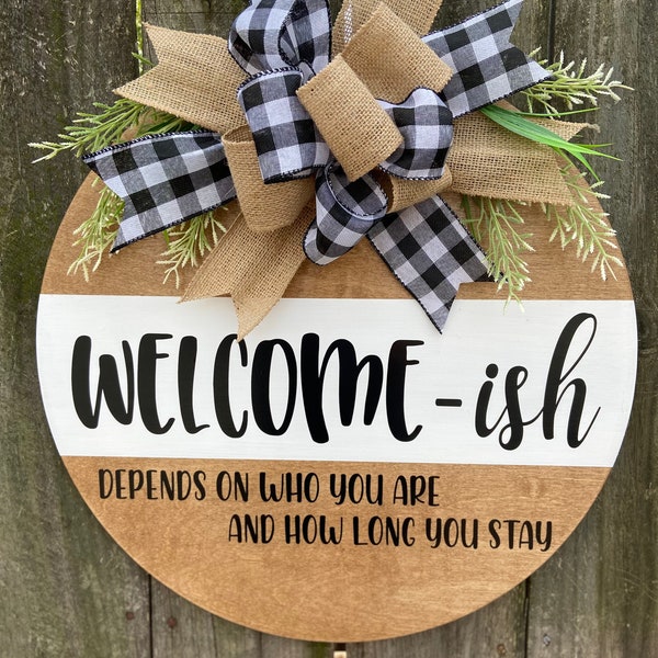 Round Wood Welcome Sign - Etsy