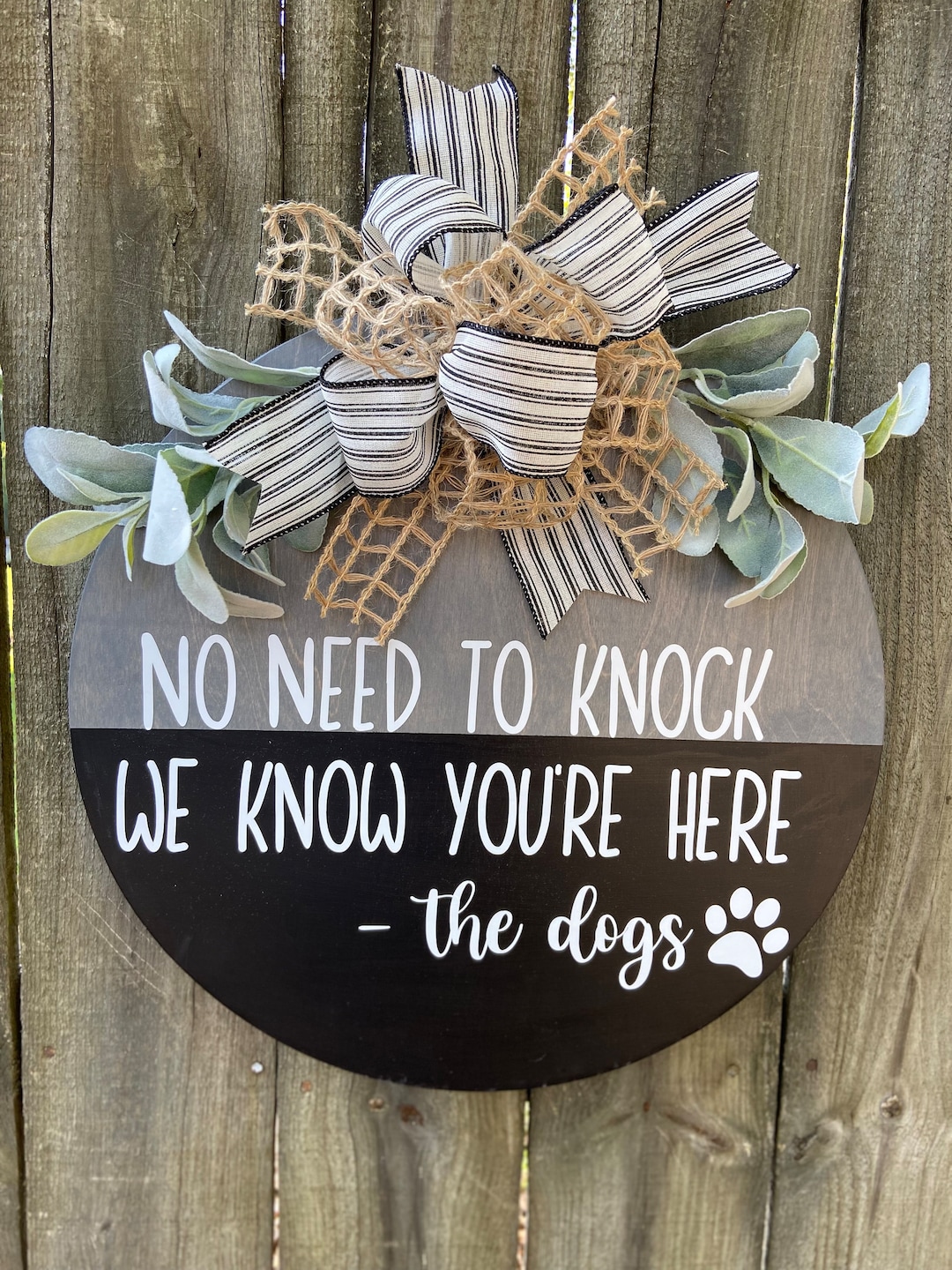 No Need to Knock | Dog Sign | Dog Welcome | Round Wood Door Hanger ...