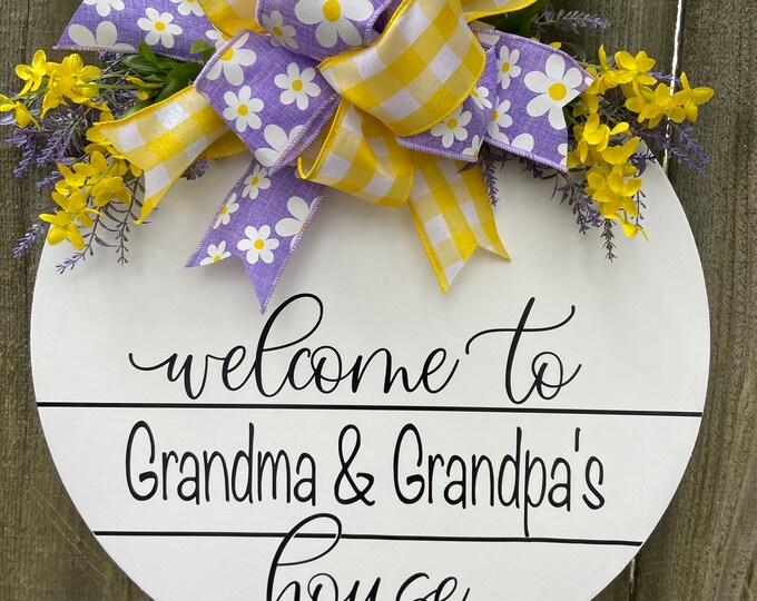 Welcome to Grandma and Grandpa's House Personalized Round Porch Door ...