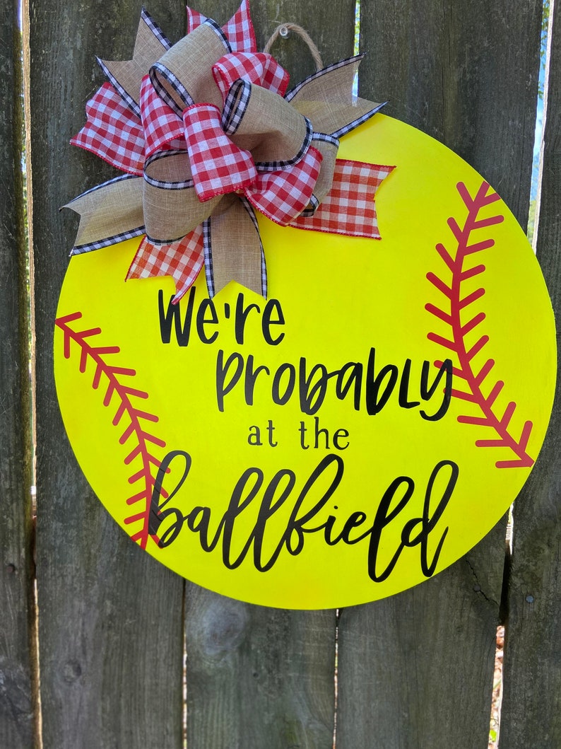 Softball Door Decor | Door Hanger |wood Door Hanger |door Sign ...